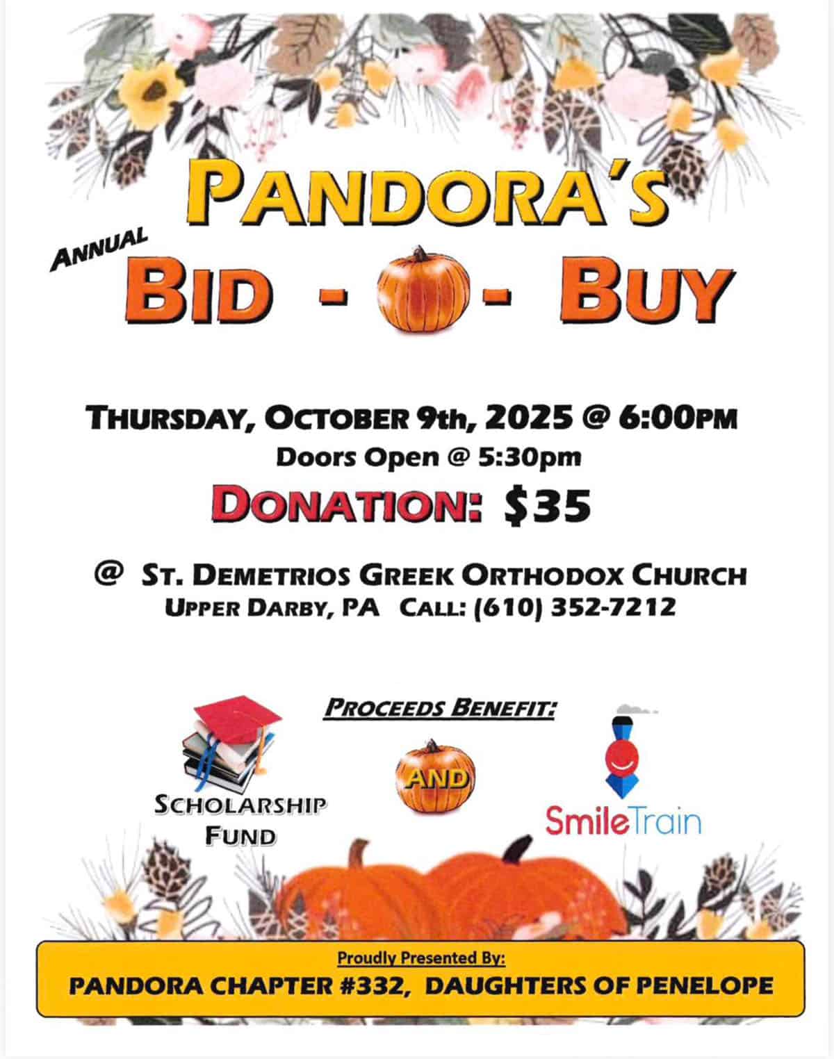 Pandora Chapter #332 Fundraiser – Bid & Buy – Oct 9